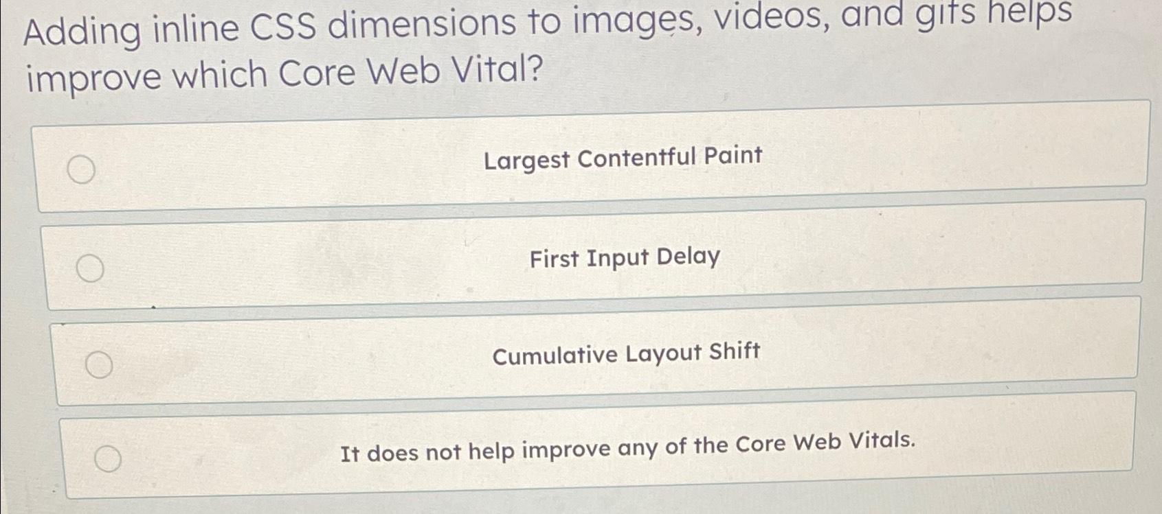 Solved Adding inline CSS dimensions to images, videos, and | Chegg.com