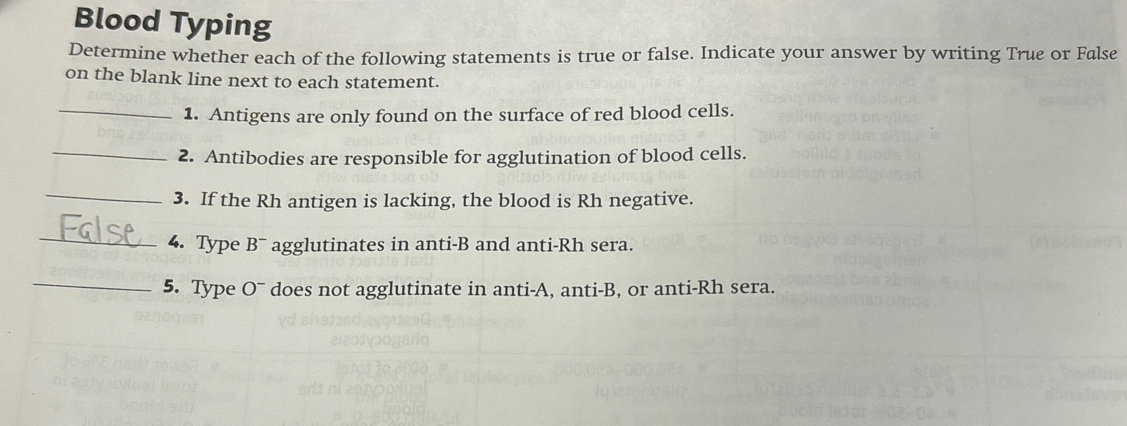 Solved Blood TypingDetermine whether each of the following | Chegg.com