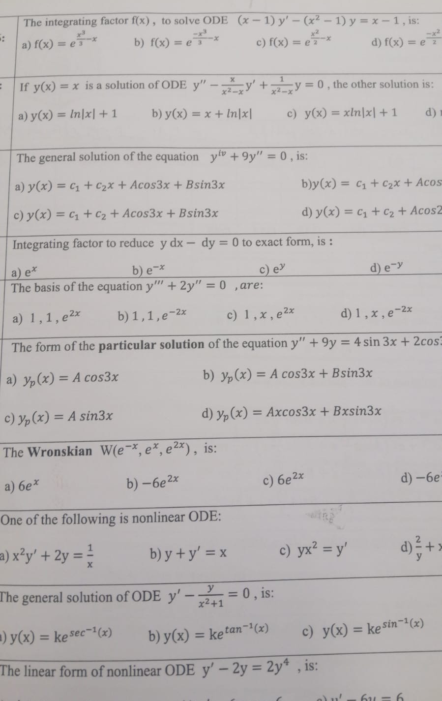 Solved The integrating factor f(x), ﻿to solve ODE | Chegg.com
