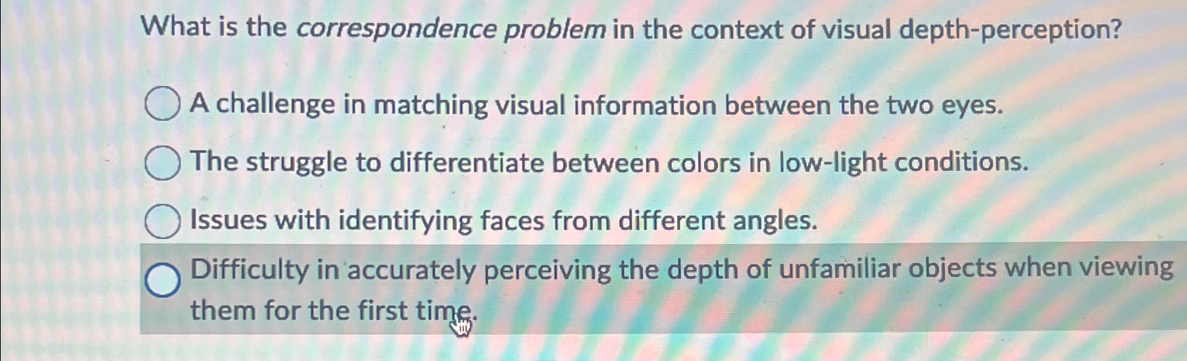 Solved In the realm of the cue approach to depth perception, | Chegg.com