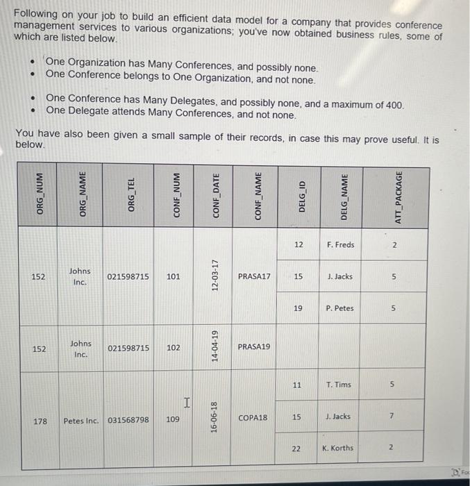 Solved Following on your job to build an efficient data | Chegg.com