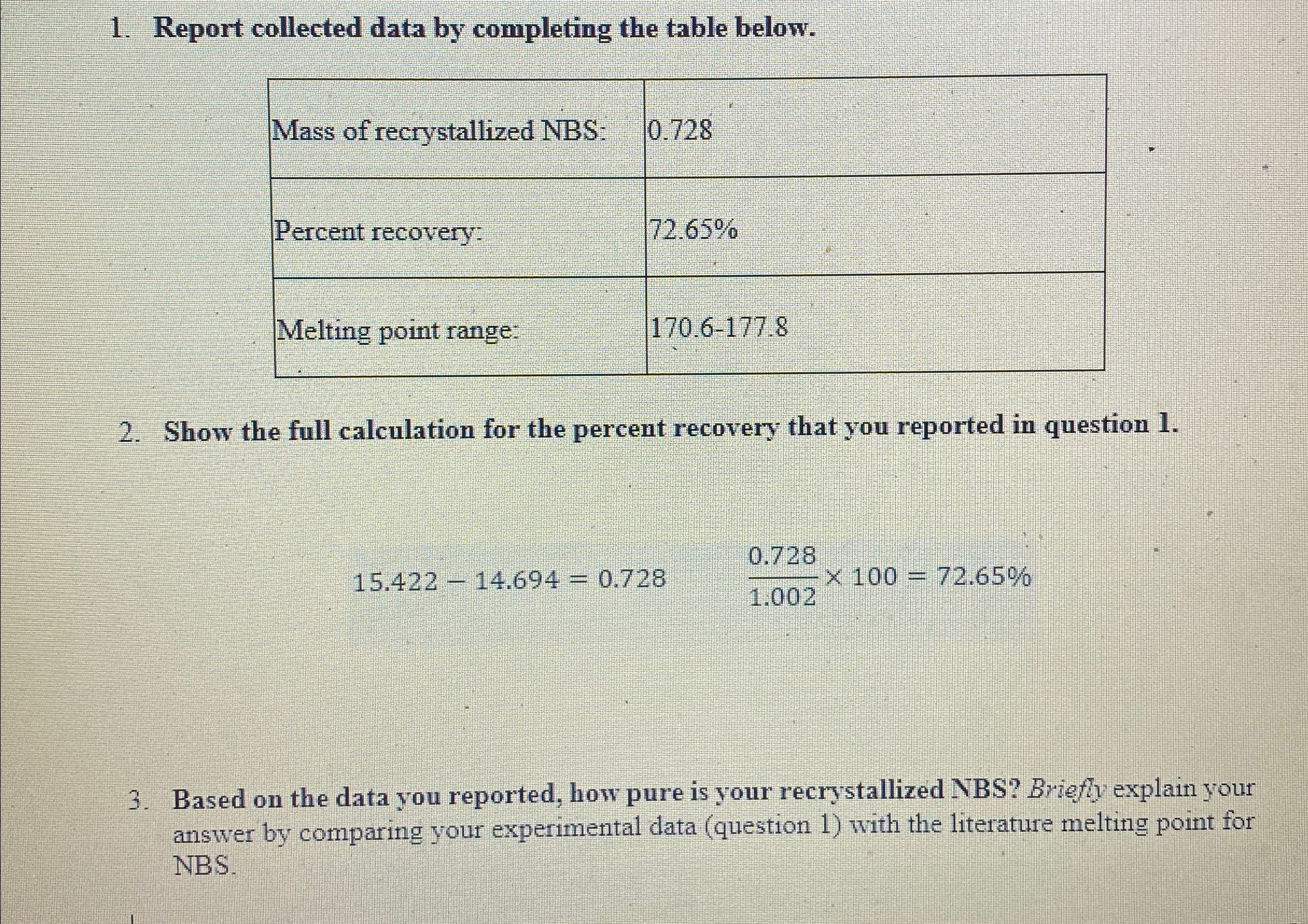 Solved Answer #3 ﻿please!!! Report collected data by | Chegg.com