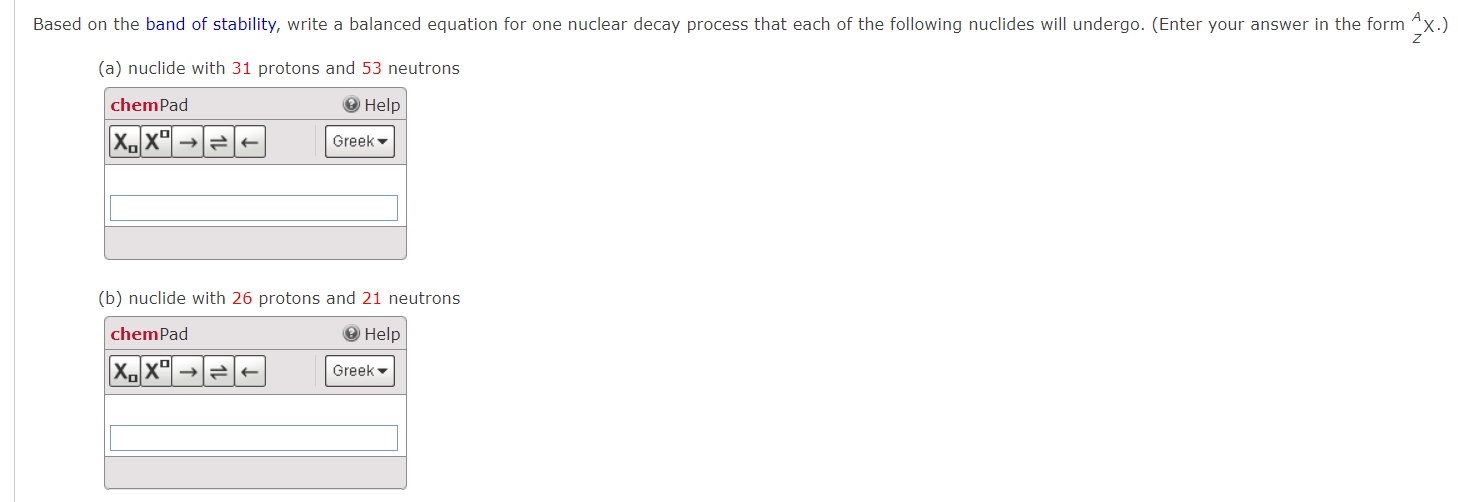 Solved Based on the band of stability, write a balanced | Chegg.com