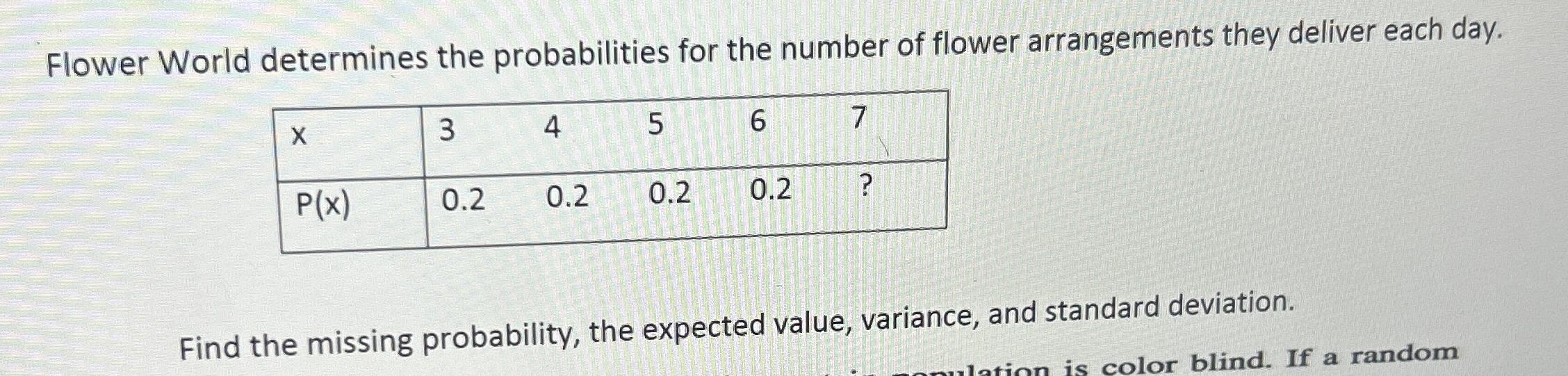 Solved Flower World determines the probabilities for the | Chegg.com