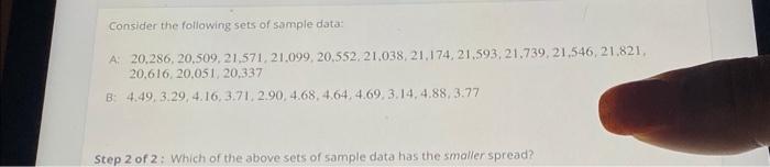 Solved Consider the following sets of sample data: A: | Chegg.com