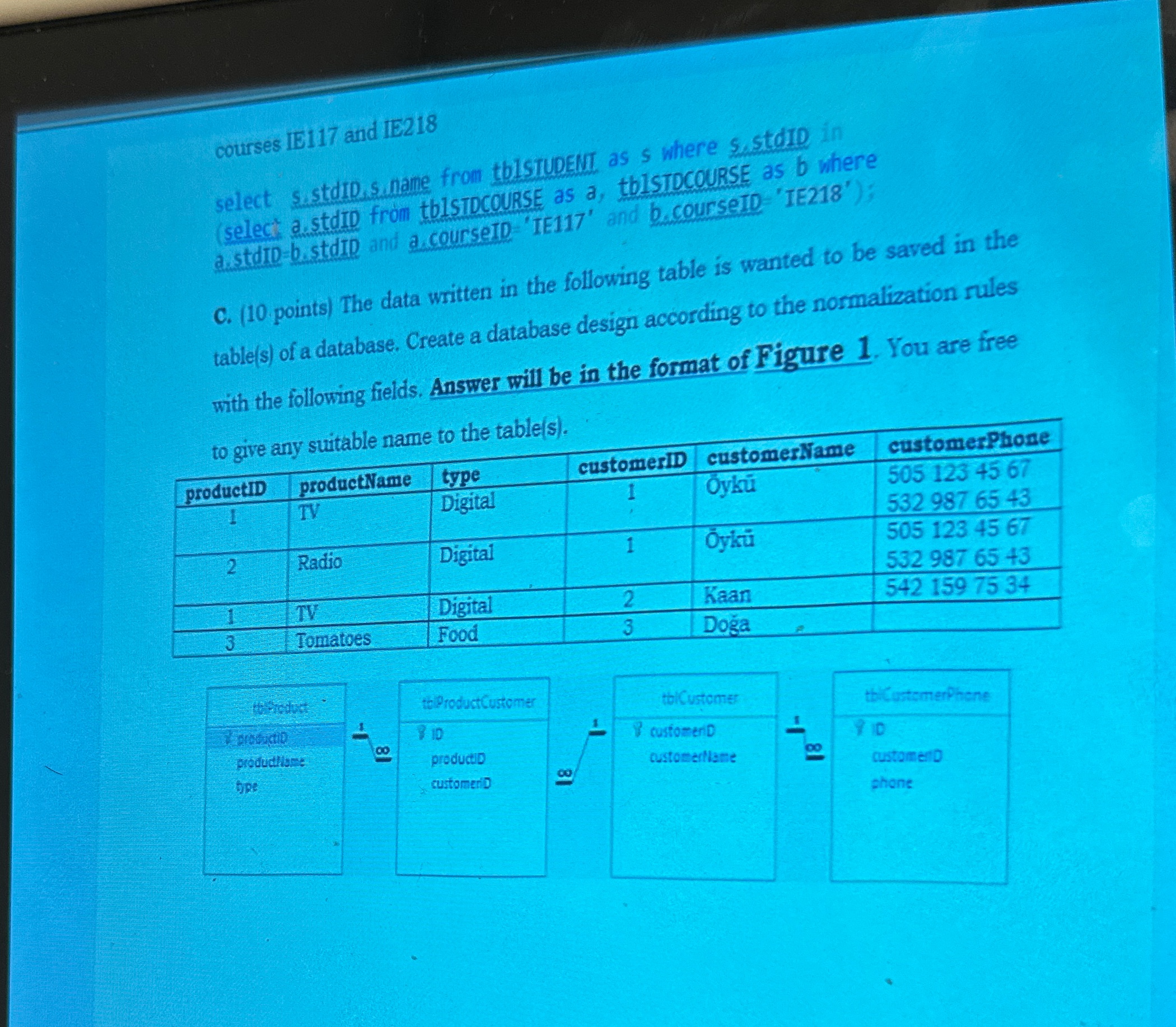 Solved courses IE117 ﻿and IE218 (selec: a. ﻿stdID from | Chegg.com