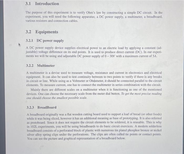 Solved The purpose of this experiment is to verify Ohm's law | Chegg.com