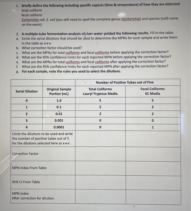 Solved 1. Briefly define the following including specific | Chegg.com