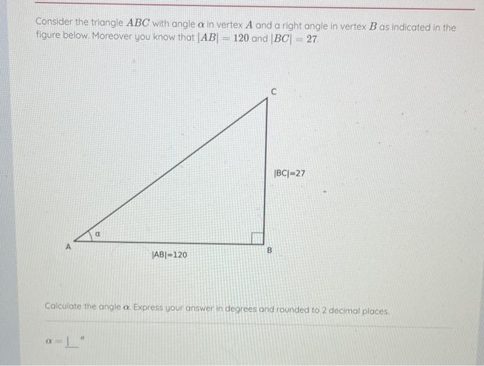 Solved Consider the triangle ABC with angle α in vertex A | Chegg.com