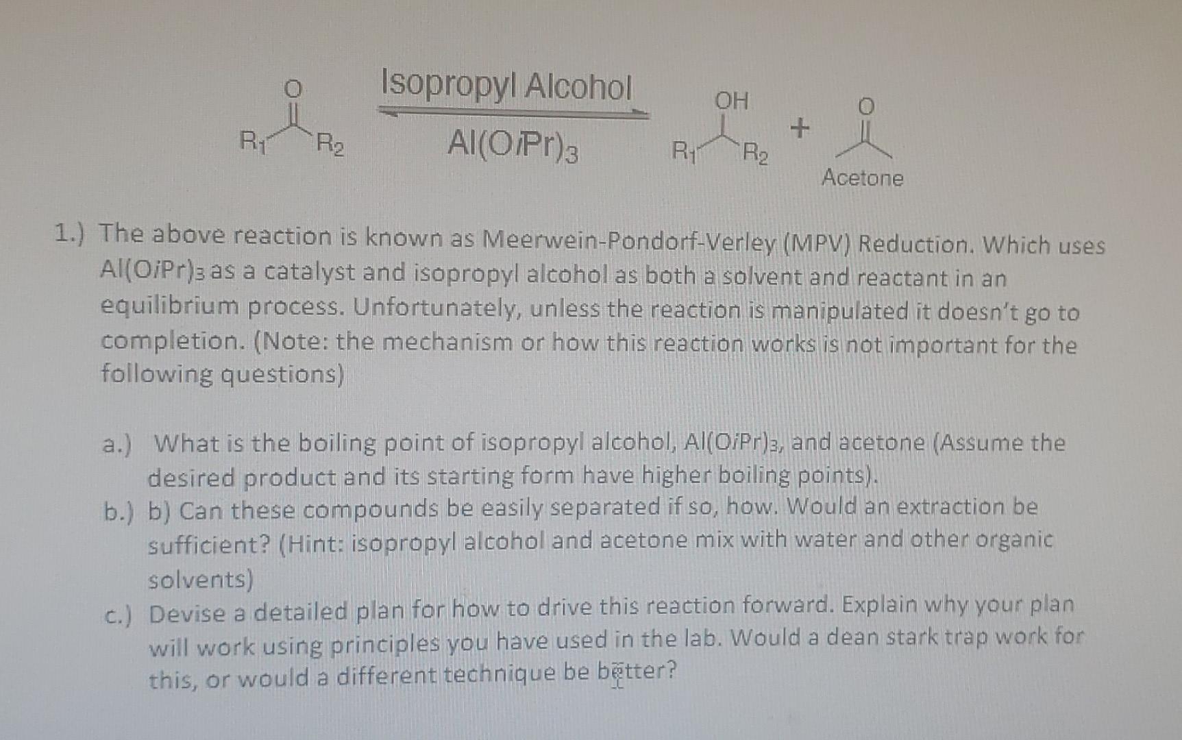 Solved 1.) The above reaction is known as | Chegg.com