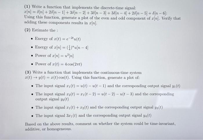 Solved (1) Write a function that implements the | Chegg.com