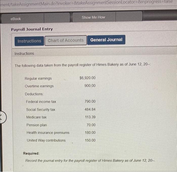 Payroll Journal Entry Instructions The following data | Chegg.com