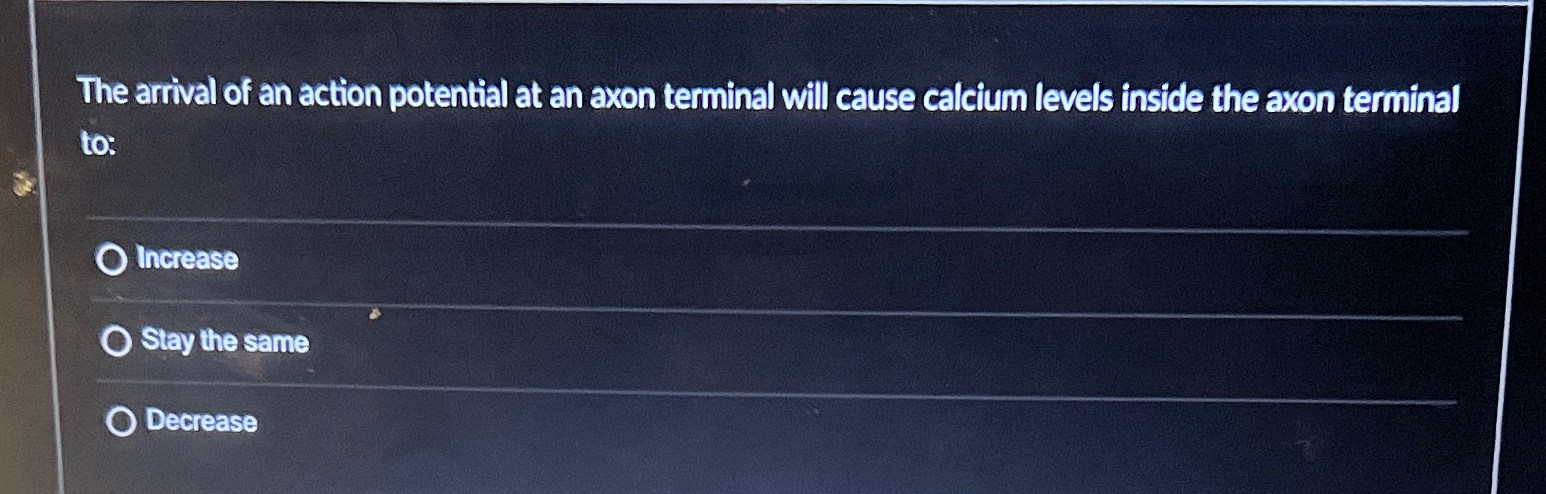 Solved The arrival of an action potential at an axon | Chegg.com