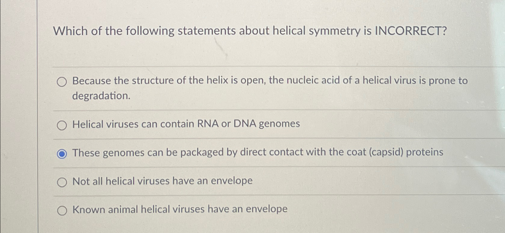 Solved Which of the following statements about helical | Chegg.com