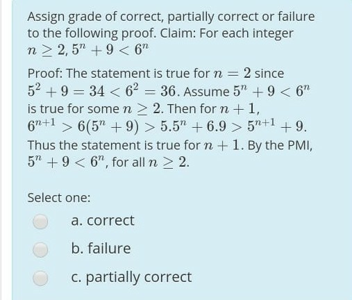 Solved Assign grade of correct, partially correct or failure | Chegg.com