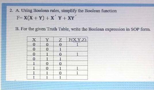 Solved 2. A. Using Boolean rules, simplify the Boolean | Chegg.com