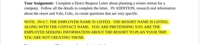 Solved Your Assignment: Complete a Direct Request Letter | Chegg.com