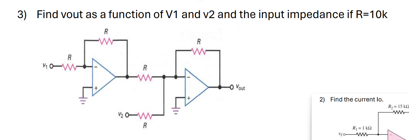 Solved Find vout as a function of V1 ﻿and v2 ﻿and the input | Chegg.com