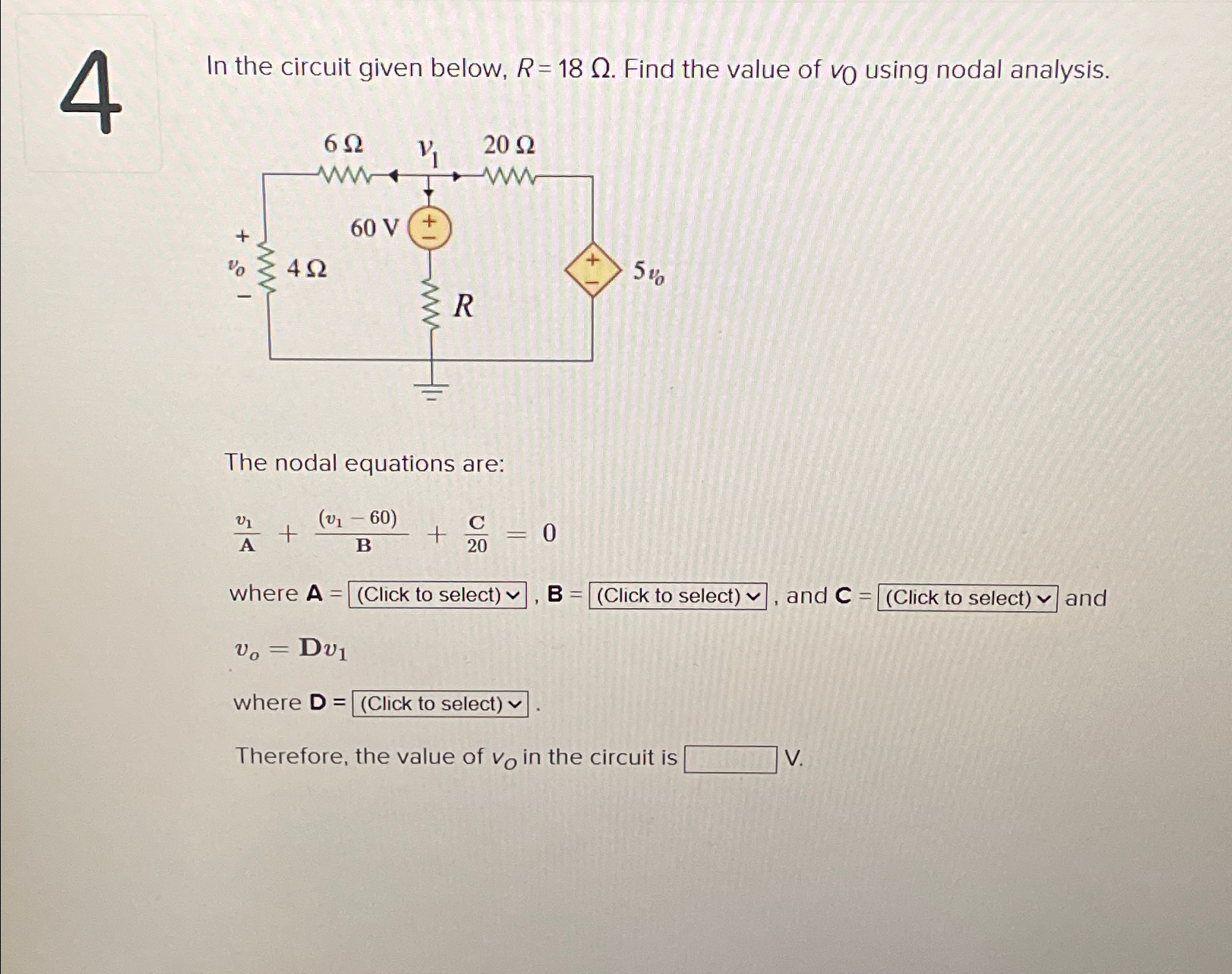 Solved 1 ﻿In the circuit given below, R=18Ω. ﻿Find the value | Chegg.com