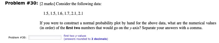 Solved Problem #30: [2 marks] Consider the following data: | Chegg.com