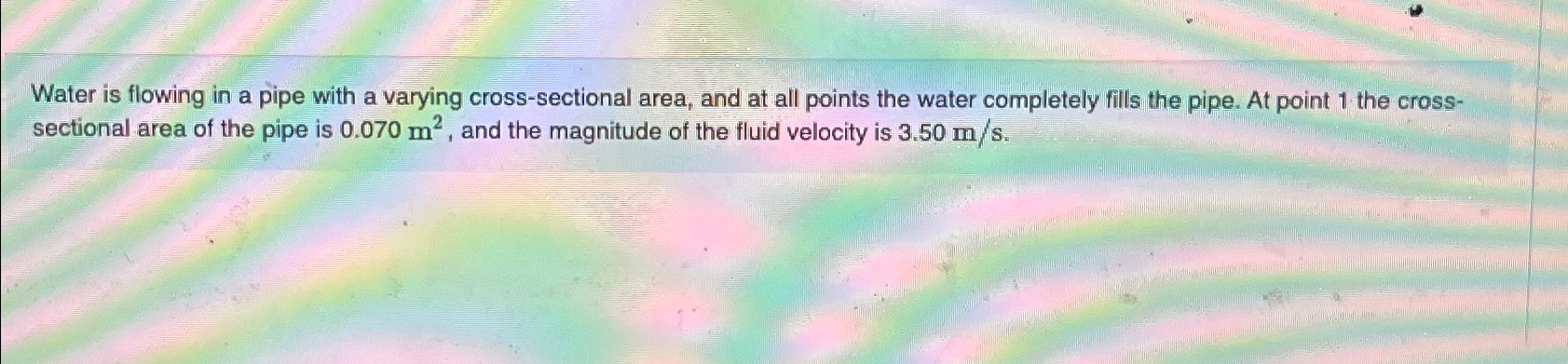 Solved Water is flowing in a pipe with a varying | Chegg.com