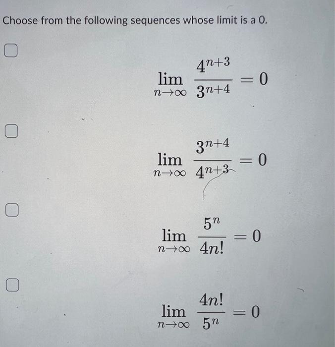 Solved Choose from the following sequences whose limit is a | Chegg.com