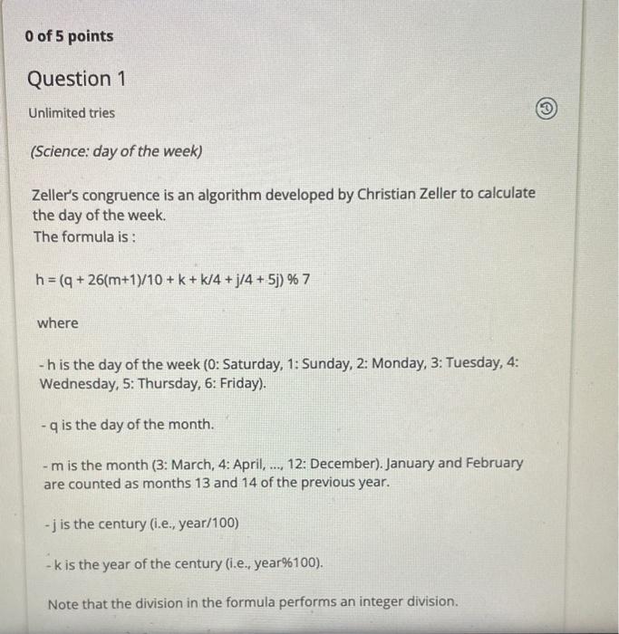 Solved 0 of 5 points Question 1 Unlimited tries (Science: | Chegg.com