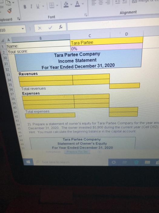 Solved EEE Alignment Font pboard 310 C С B А 1 Name: 2. Your | Chegg.com