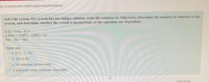 Solved pic 14. Solving Linear Systems Using Augmented | Chegg.com