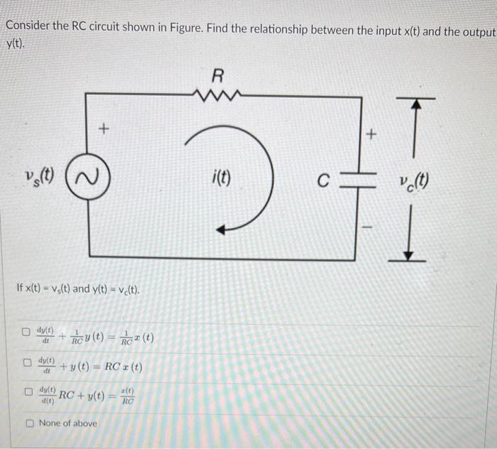 Solved Consider the RC circuit shown in Figure. Find the | Chegg.com