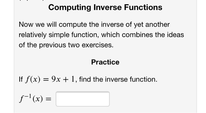 Solved Computing Inverse Functions Now we will compute the | Chegg.com