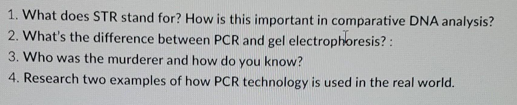 Solved 1. What does STR stand for? How is this important in | Chegg.com
