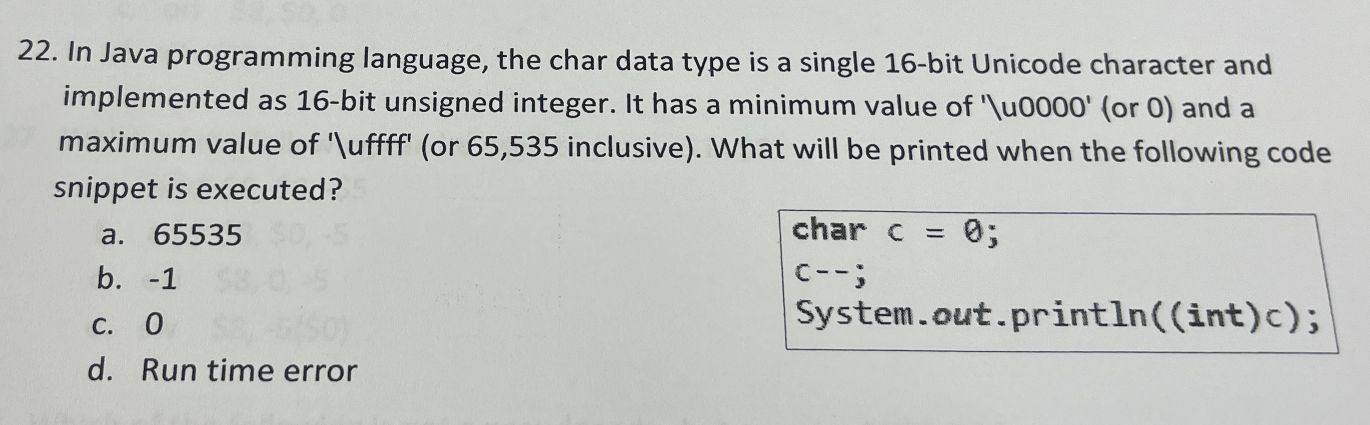Solved In Java programming language, the char data type is a | Chegg.com