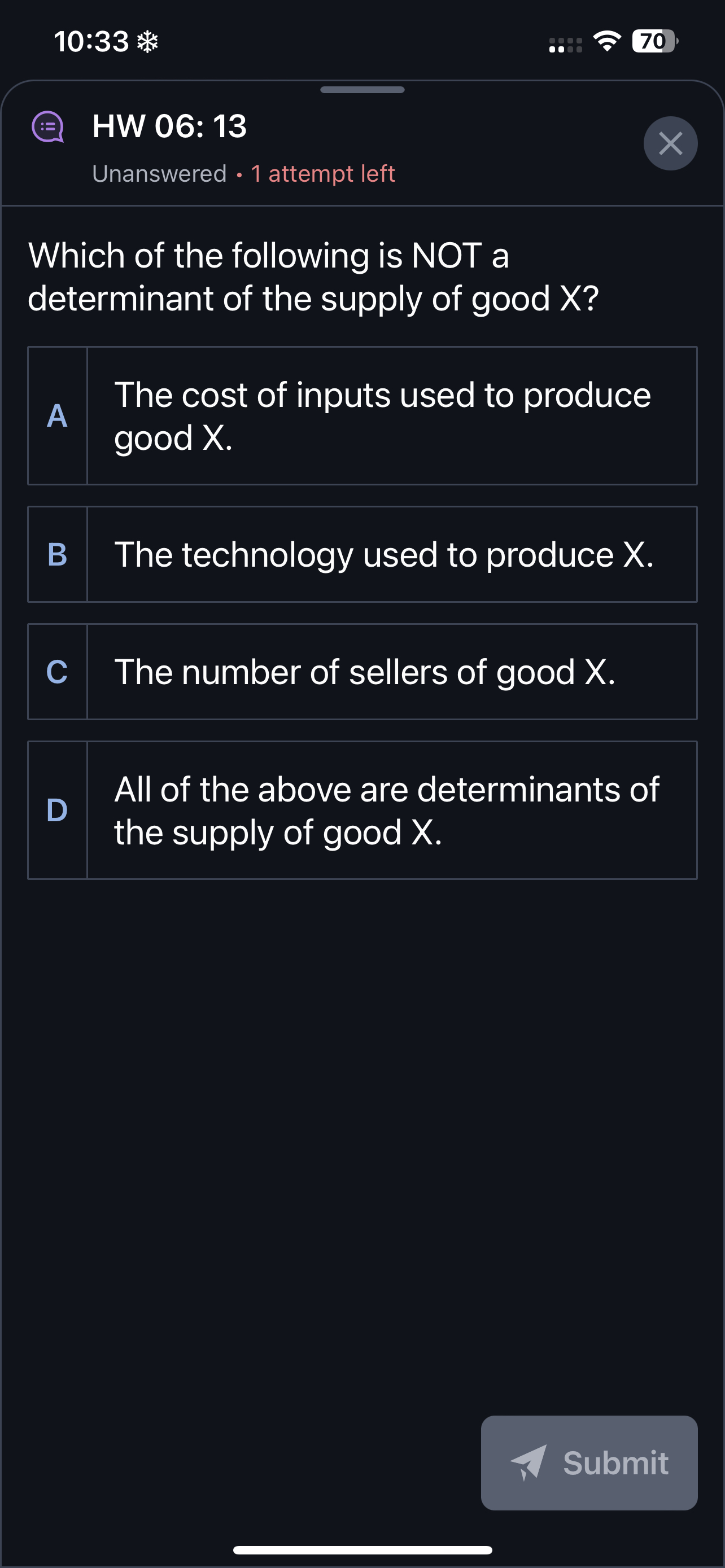 Solved HW 06: 13Unanswered 1 ﻿attempt leftWhich of the | Chegg.com
