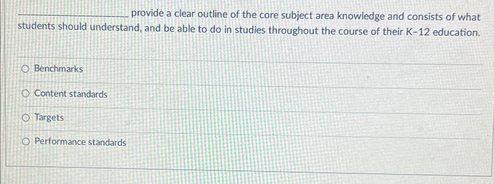 Solved provide a clear outline of the core subject area | Chegg.com