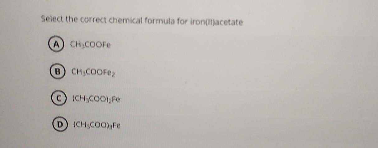 Solved Select the correct chemical formula for | Chegg.com