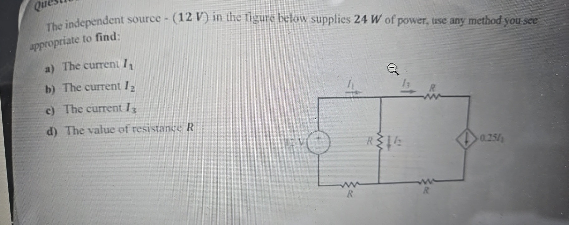 Solved The independent source - (12V) ﻿in the figure below | Chegg.com