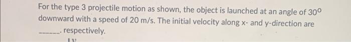 Solved For the type 3 projectile motion as shown, the object | Chegg.com