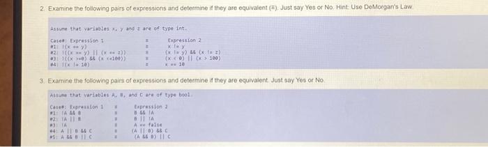 Solved 2. Examine the following pairs of expressions and | Chegg.com