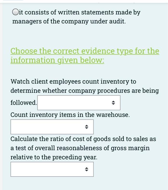 Solved Oit consists of written statements made by managers | Chegg.com