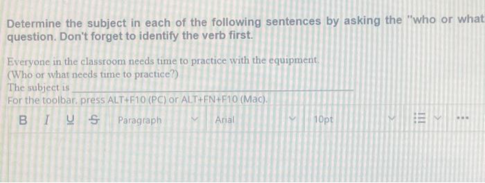 Determine the subject in each of the following | Chegg.com