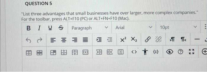 Solved "List three advantages that small businesses have | Chegg.com