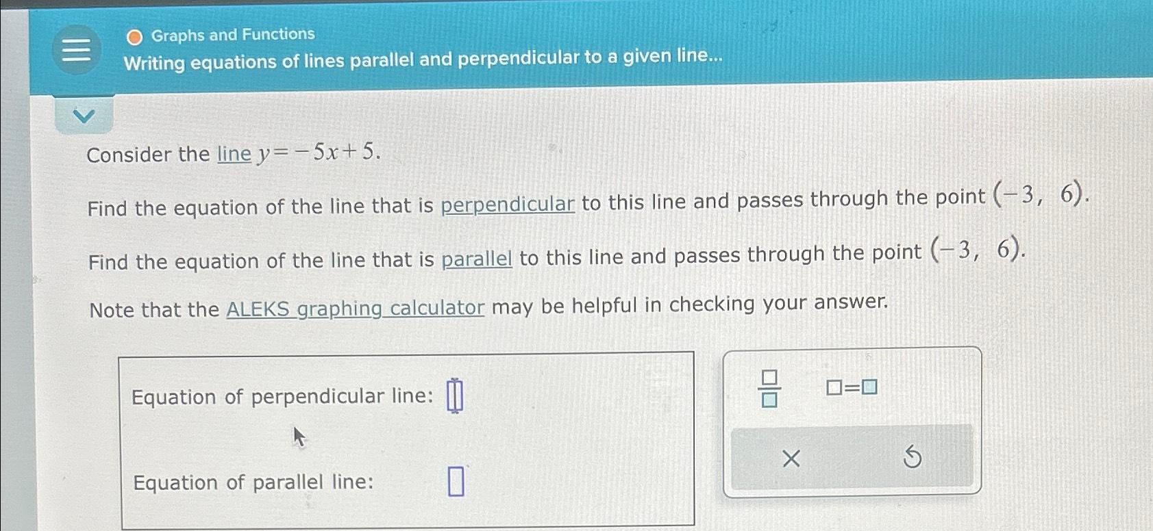 Solved Graphs and FunctionsWriting equations of lines | Chegg.com