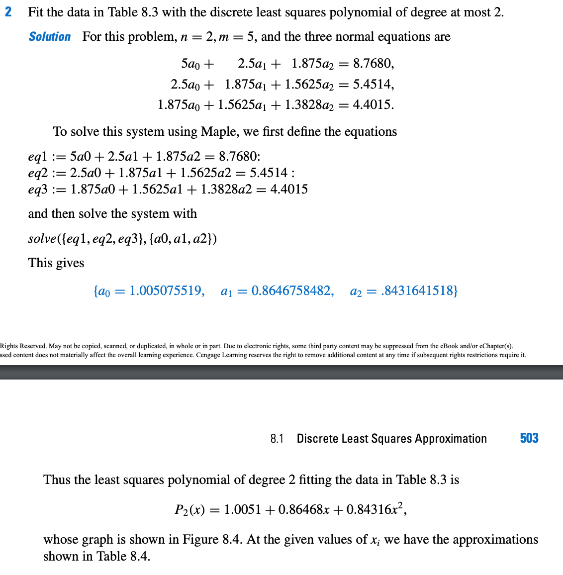 Solved Compute the linear least squares polynomial for the | Chegg.com