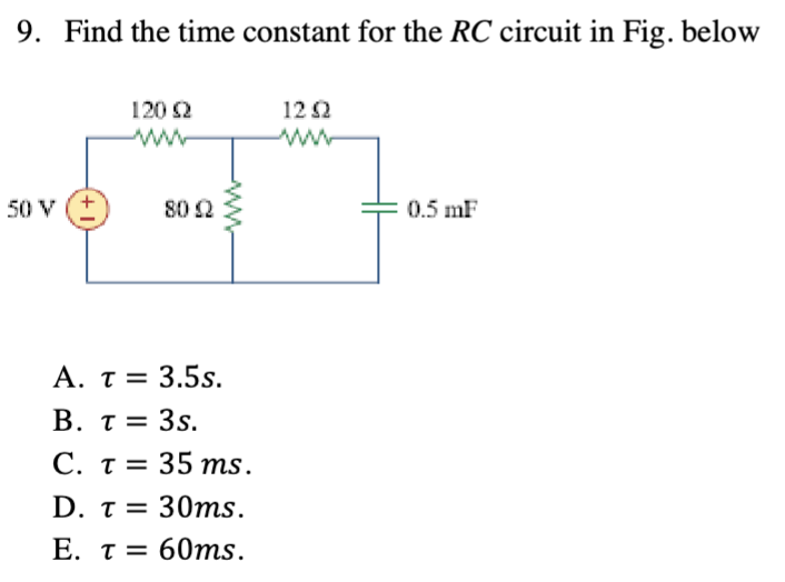 Solved Find the time constant for the RC ﻿circuit in Fig. | Chegg.com