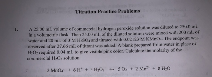 Solved Titration Practice Problems A 25.00 mL volume of | Chegg.com