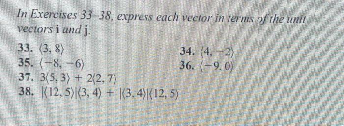 Solved In Exercises 33-38, express each vector in terms of | Chegg.com