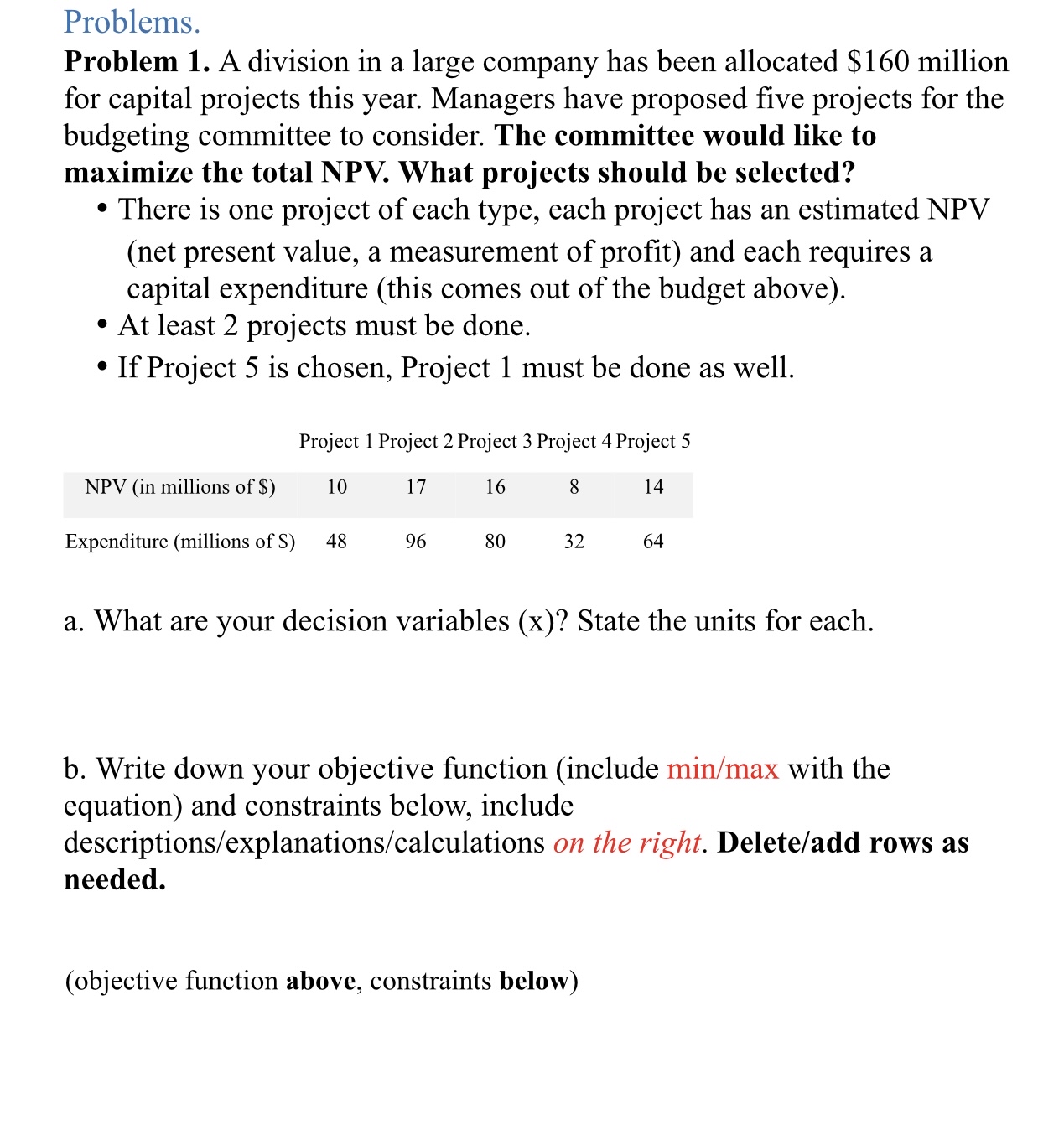Solved Problems.Problem 1. ﻿A division in a large company | Chegg.com