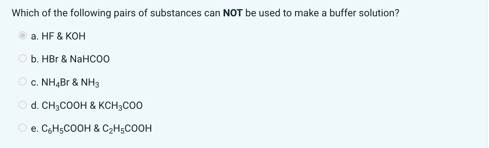 Solved Which of the following pairs of substances can NOT be | Chegg.com
