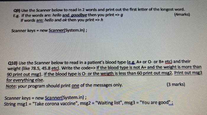 Solved 99) Use the Scanner below to read in 2 words and | Chegg.com
